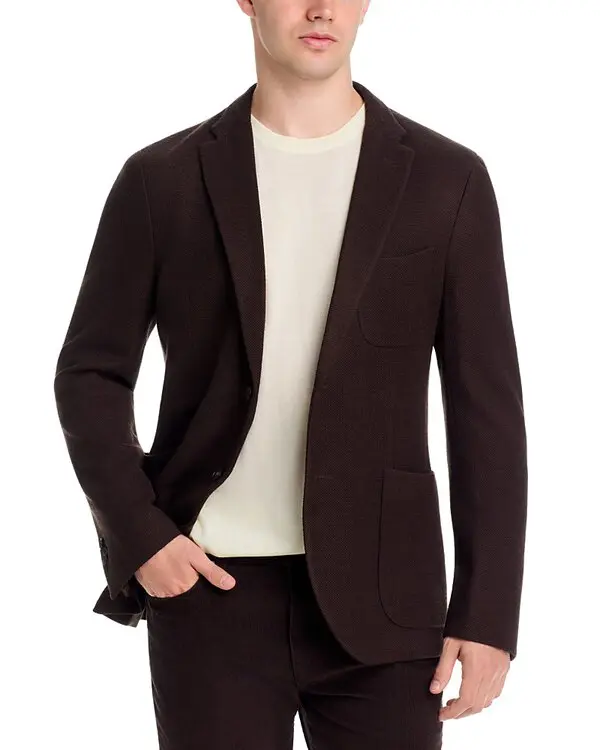 SLOWEAR Regular Fit Single Breasted Jersey Jacket - Dark Brown