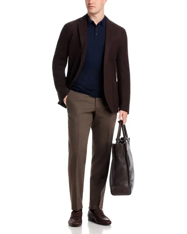 SLOWEAR Flex Wool Blend Three Button Polo Sweater - Dark Blue