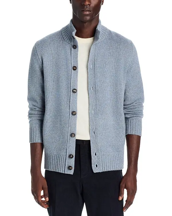 SLOWEAR Marble Wool Stand Collar Button Sweater - Medium Grey