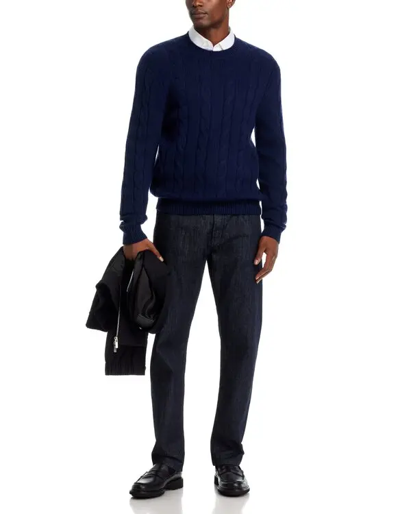 Bloomingdale'S Cable Wool Blend Sweater Exclusive - Navy