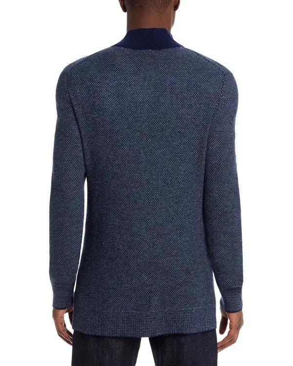 Bloomingdale'S Jacquard Quarter Zip Wool Blend Sweater - True Blue Multi