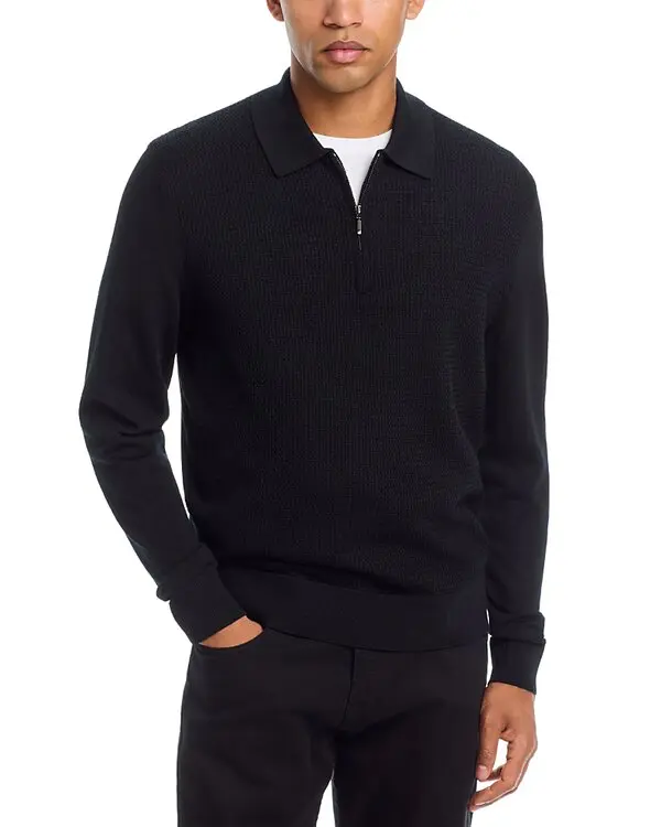 Bloomingdale'S Extrafine Merino Wool Zip Sweater Polo Exclusive - Black