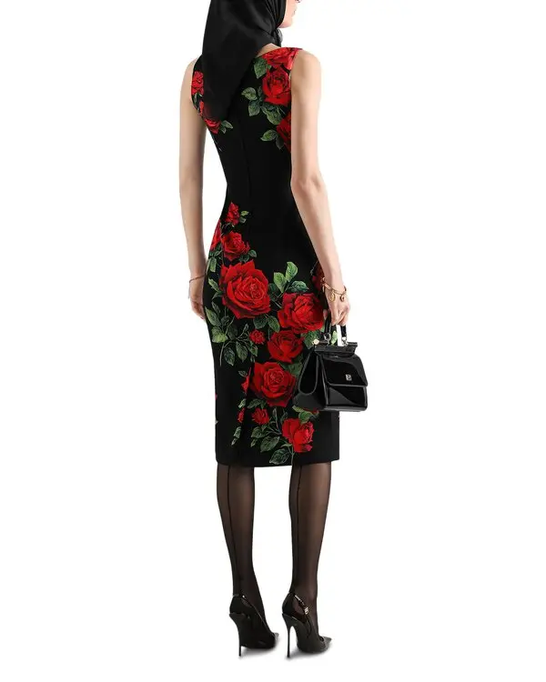 Dolce & Gabbana Rose Charmeuse Sheath Dress