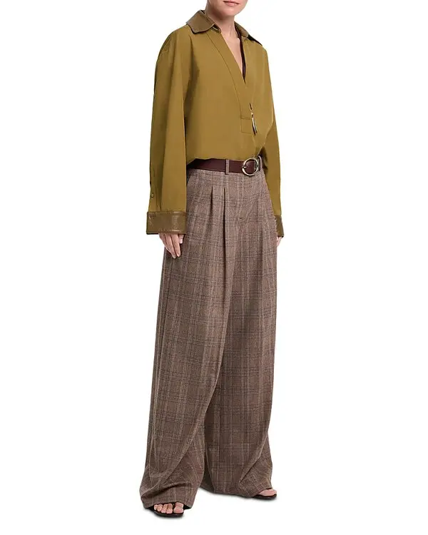 TWP Avery Wool-blend Wide Leg Pants - Brown Multi