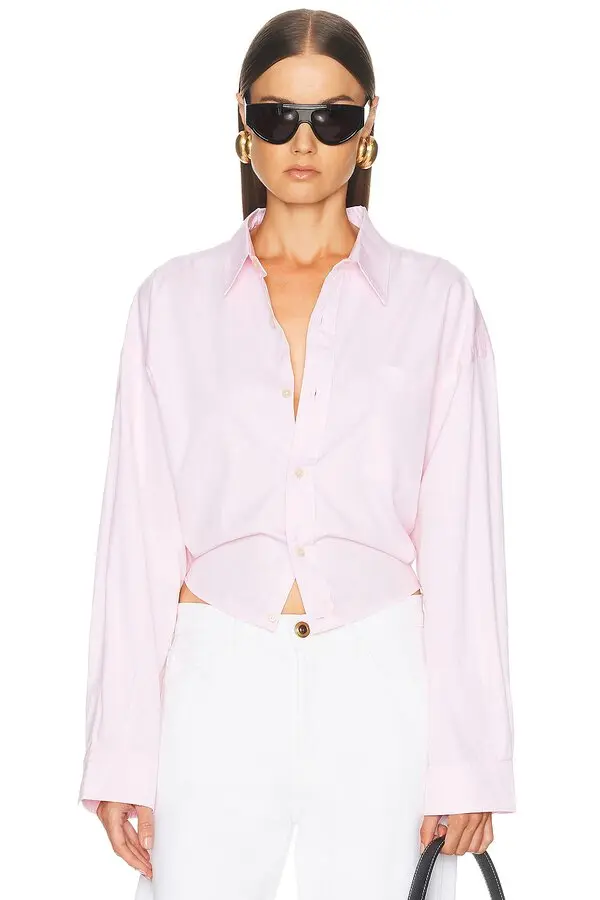 R13 Split Hem Boyfriend Shirt - Light Pink