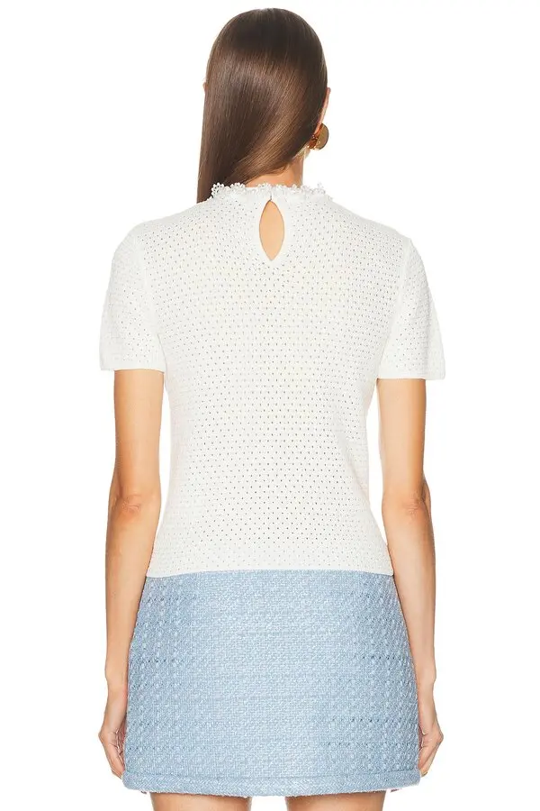 SELF-PORTRAIT Pearl Trim Top