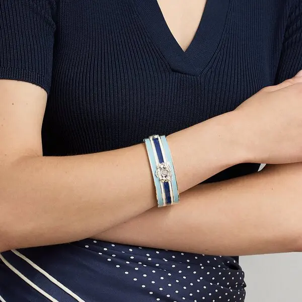 Ralph Lauren Silver-plated & Enamel Crest Bangle