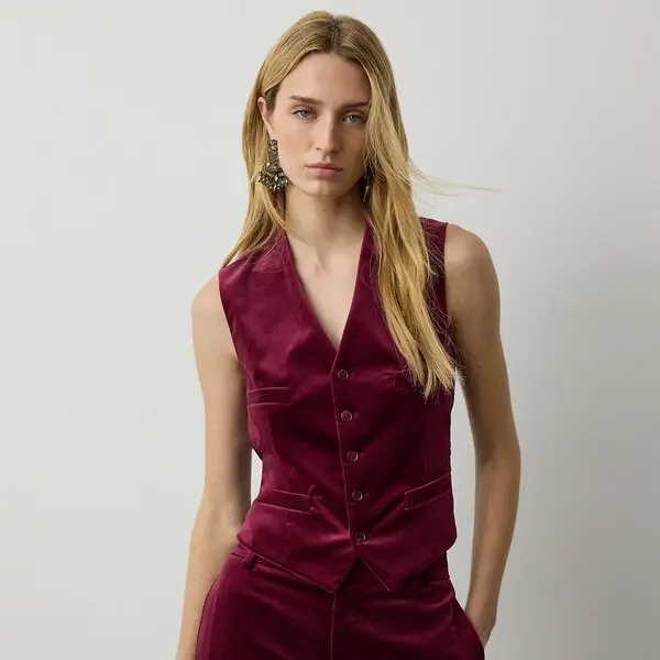 Ralph Lauren Jaiden Stretch Velvet Vest