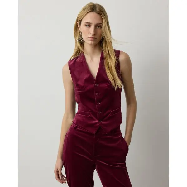 Ralph Lauren Jaiden Stretch Velvet Vest
