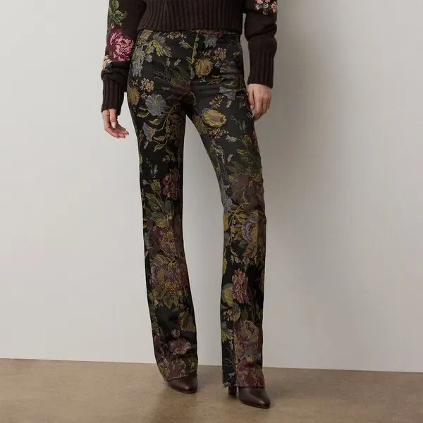 Ralph Lauren Wrigley Ii Floral Jacquard Pant - Brown Multi