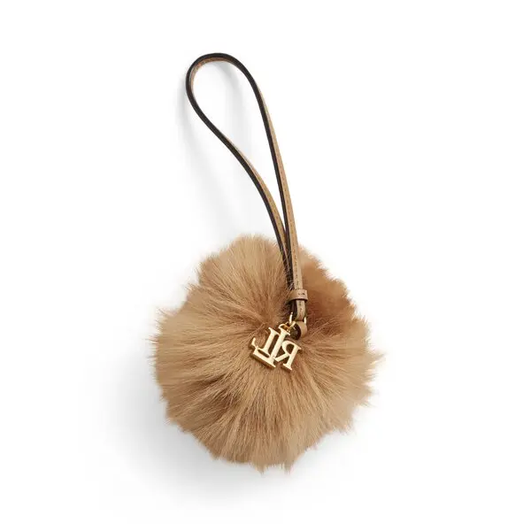 Ralph Lauren Leather & Shearling Pom-pom Bag Charm - Camel