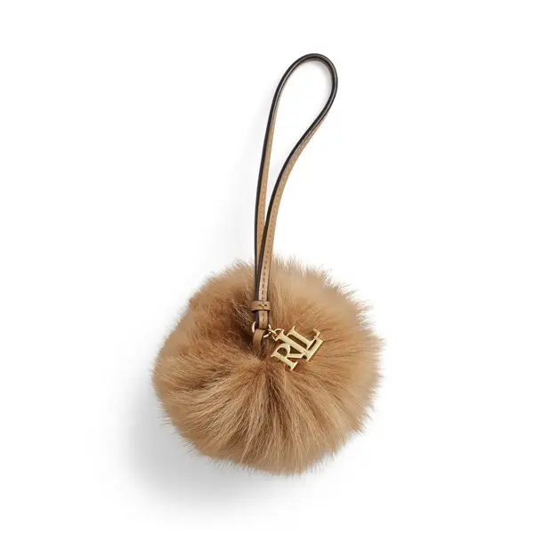 Ralph Lauren Leather & Shearling Pom-pom Bag Charm - Camel