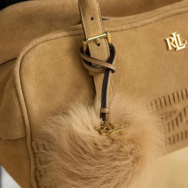 Ralph Lauren Leather & Shearling Pom-pom Bag Charm - Camel