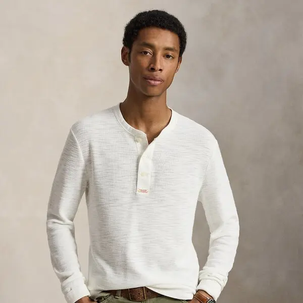 Ralph Lauren Waffle-knit Henley Shirt - Nevis