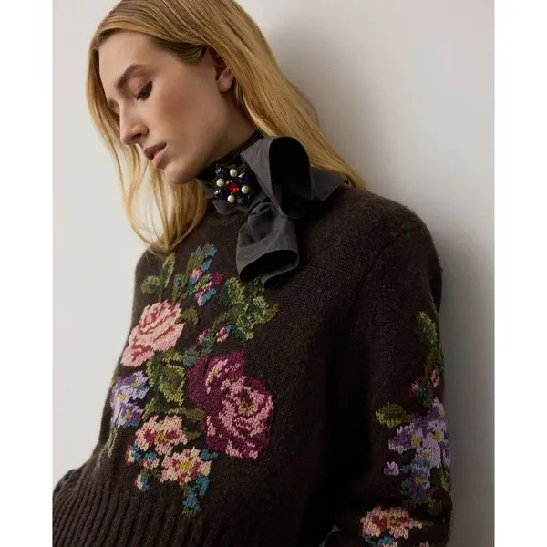 Ralph Lauren Floral Cashmere Crewneck Sweater