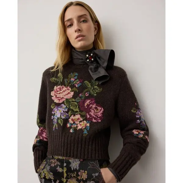 Ralph Lauren Floral Cashmere Crewneck Sweater
