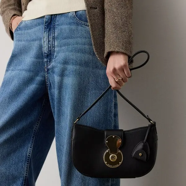 Ralph Lauren Ricky Small Calfskin Shoulder Bag - Black
