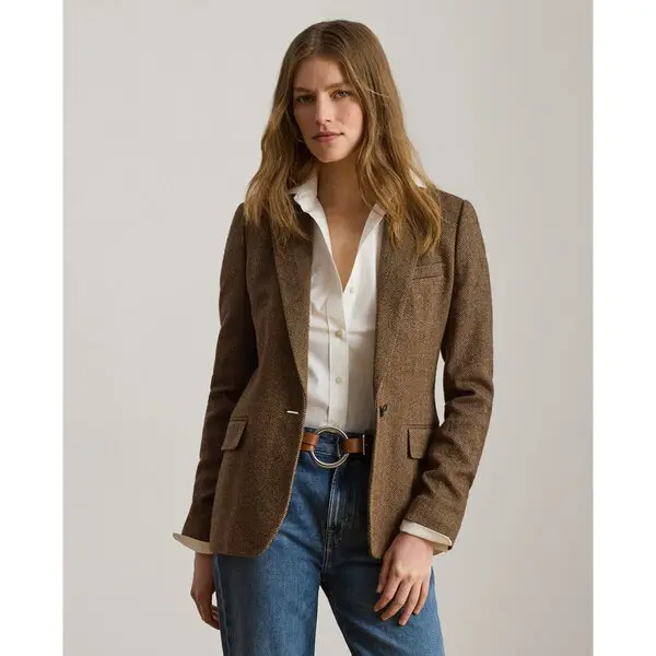 Ralph Lauren Cotton-blend Herringbone Blazer