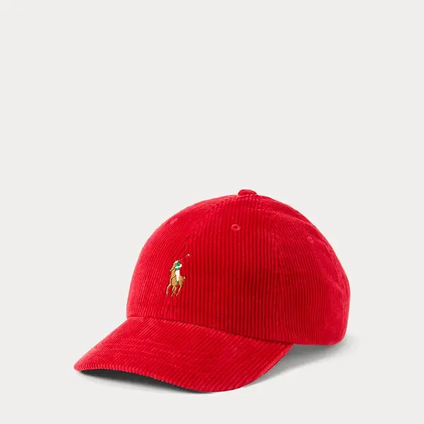 Ralph Lauren Corduroy Ball Cap With Embroidered Pony - Ralph Red
