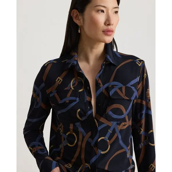Ralph Lauren Belting-print Stretch Jersey Shirt
