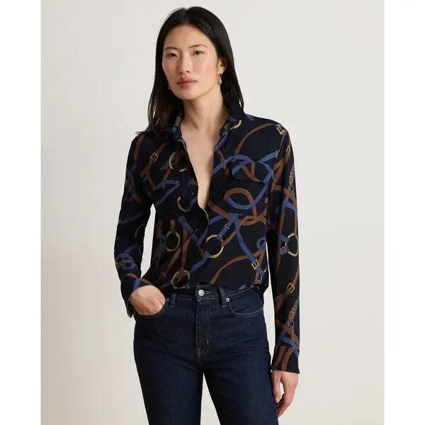 Ralph Lauren Belting-print Stretch Jersey Shirt