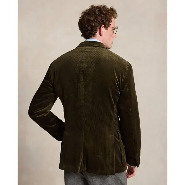 Ralph Lauren Rl67 Corduroy Jacket With Braided Leather Buttons - Dark Loden