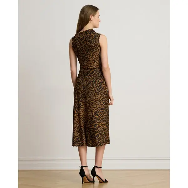 Ralph Lauren Ocelot-print Pleated Crepe Dress