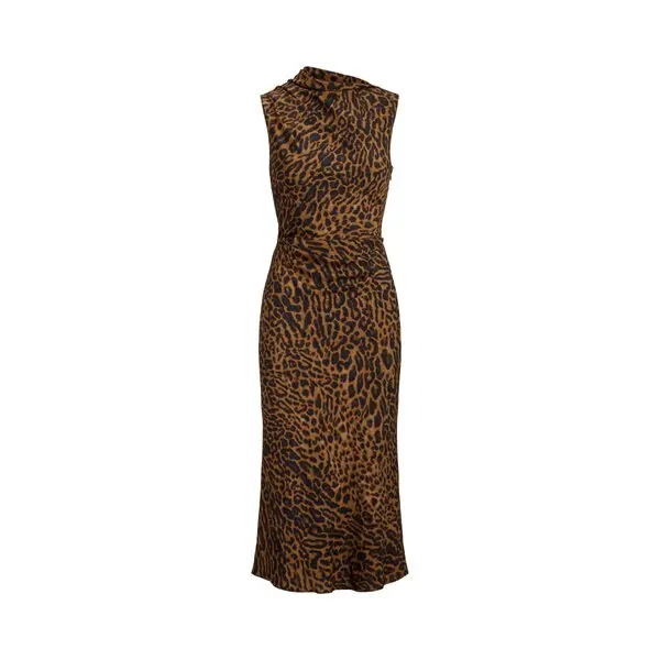Ralph Lauren Ocelot-print Pleated Crepe Dress
