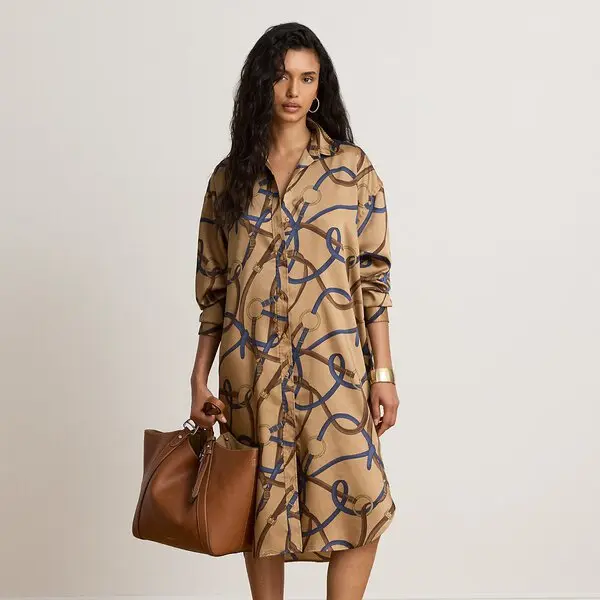 Ralph Lauren Belting-print Twill Midi Shirtdress