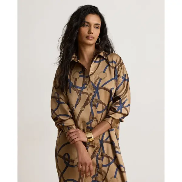 Ralph Lauren Belting-print Twill Midi Shirtdress