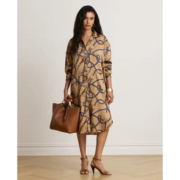 Ralph Lauren Belting-print Twill Midi Shirtdress