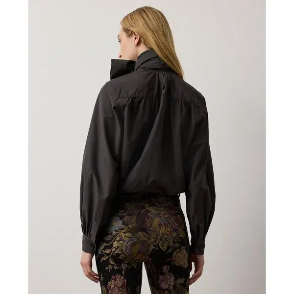 Ralph Lauren Dara Tie-neck Poplin Blouse - Chocolate