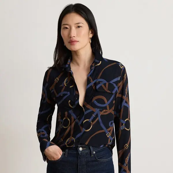 Ralph Lauren Belting-print Stretch Jersey Shirt