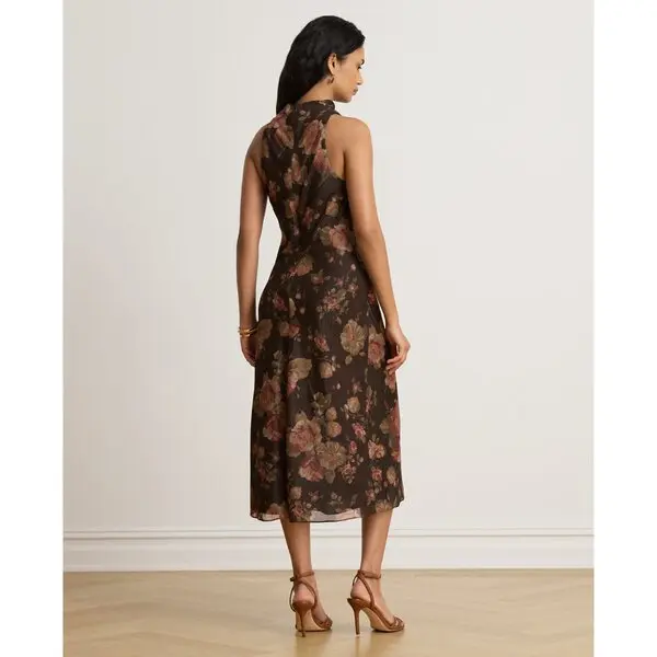 Ralph Lauren Floral Georgette Mockneck Cocktail Dress