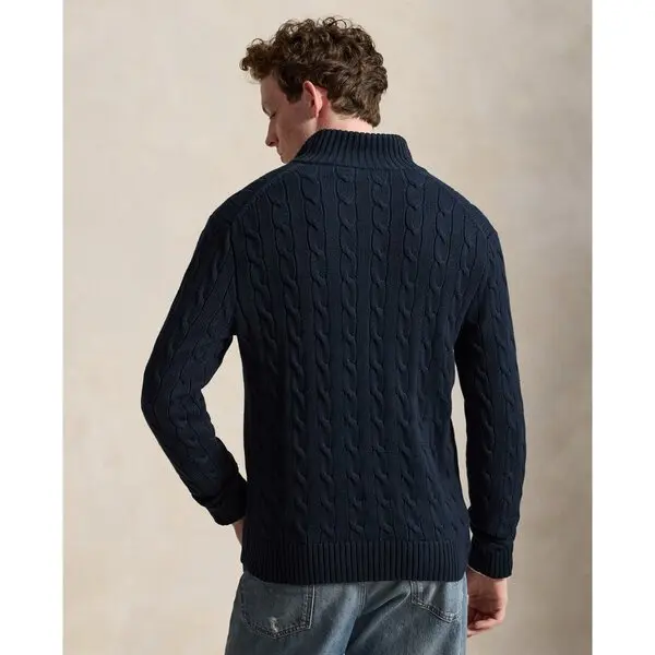 Ralph Lauren Cable-knit Cotton Full-zip Sweater - Hunter Navy
