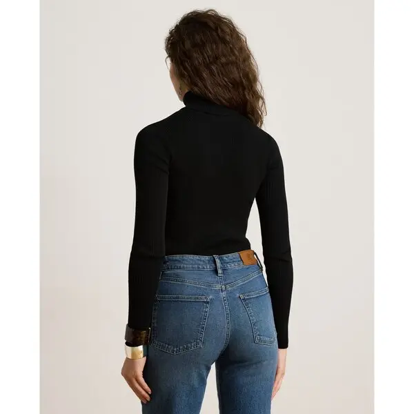 Ralph Lauren Cotton-blend Ribbed Turtleneck - Black
