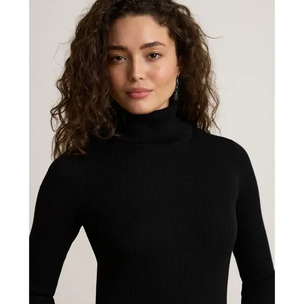 Ralph Lauren Cotton-blend Ribbed Turtleneck - Black