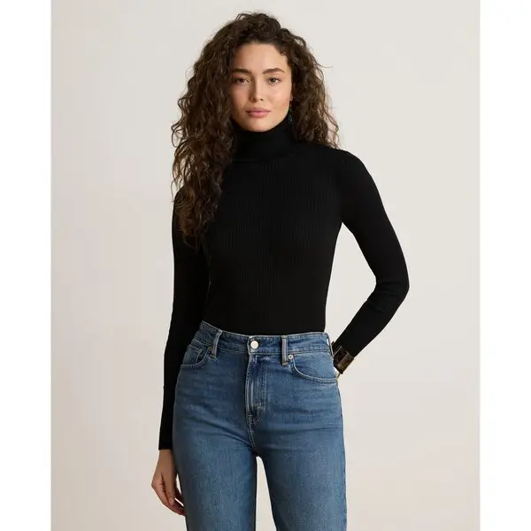 Ralph Lauren Cotton-blend Ribbed Turtleneck - Black