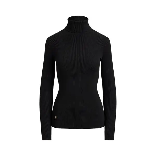 Ralph Lauren Cotton-blend Ribbed Turtleneck - Black