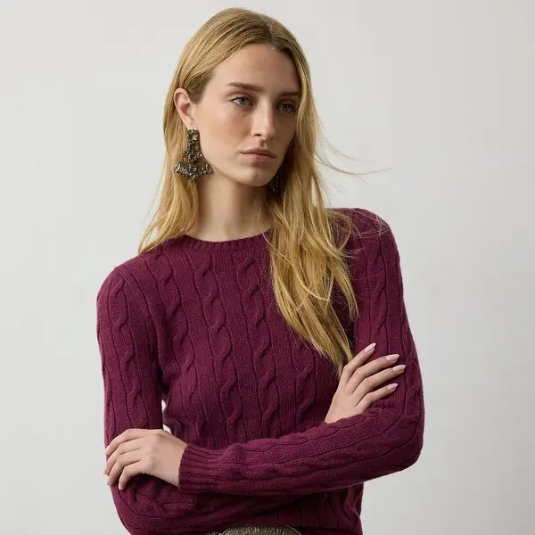 Ralph Lauren Cable-knit Cashmere Crewneck Sweater - Carmine
