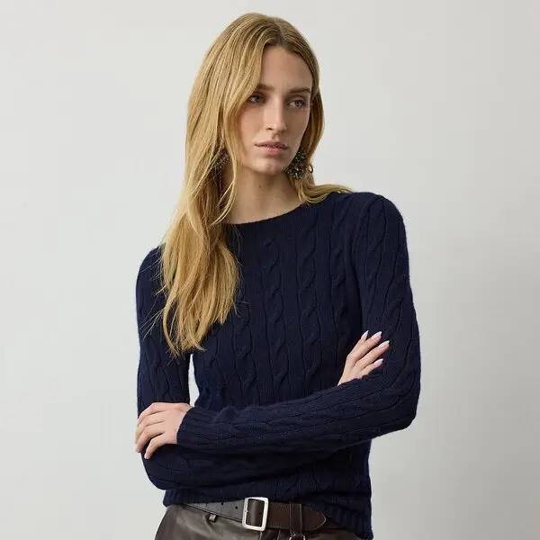 Ralph Lauren Cable-knit Cashmere Crewneck Sweater - Evening Blue