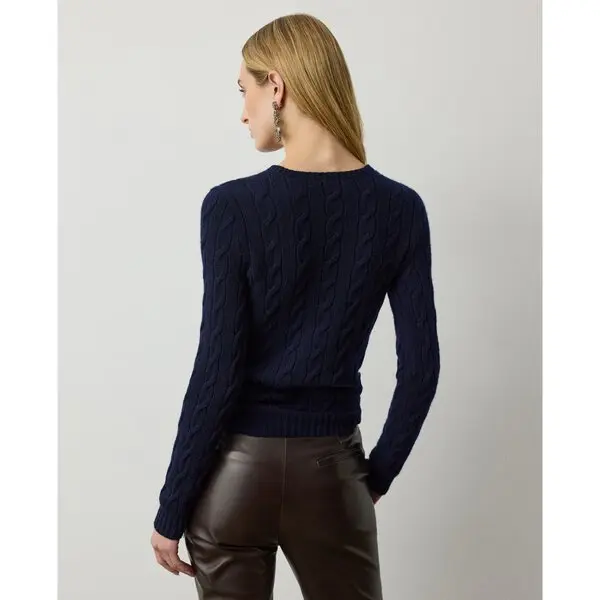 Ralph Lauren Cable-knit Cashmere Crewneck Sweater - Evening Blue