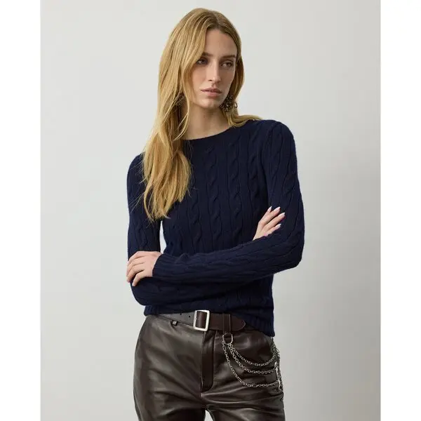 Ralph Lauren Cable-knit Cashmere Crewneck Sweater - Evening Blue