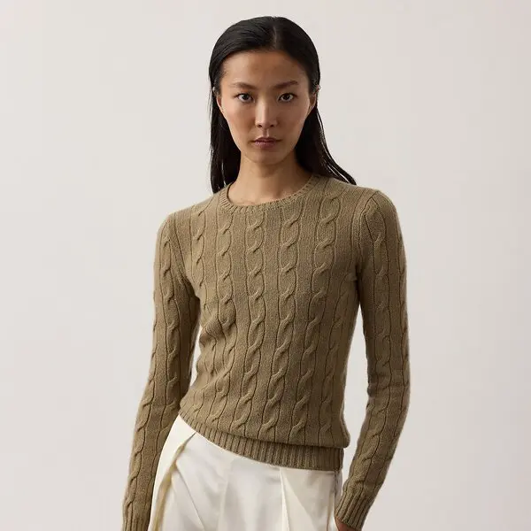 Ralph Lauren Cable-knit Cashmere Crewneck Sweater - Honey
