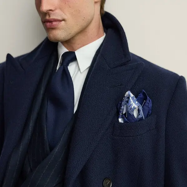 Ralph Lauren Ski-print Silk Pocket Square - Blue Multi