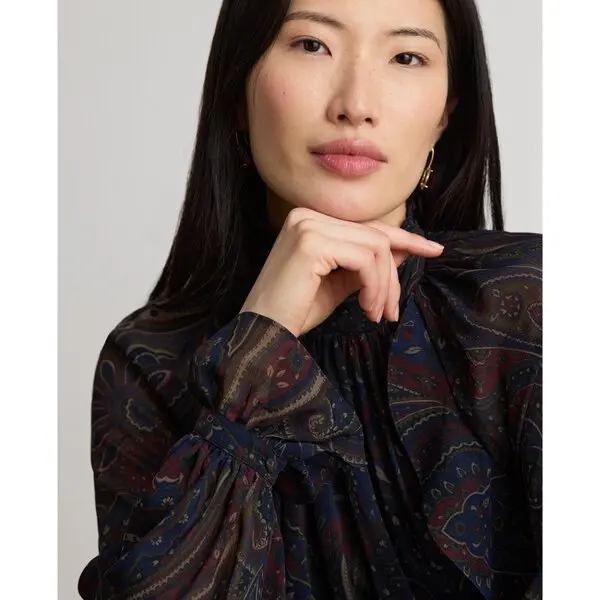 Ralph Lauren Paisley Georgette Mockneck Blouse
