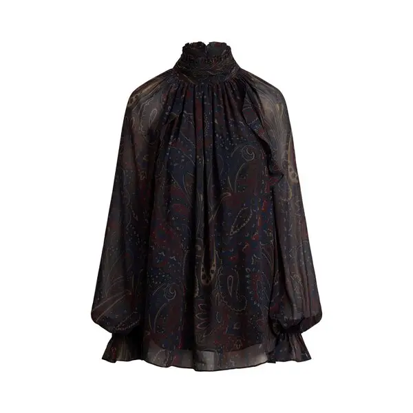 Ralph Lauren Paisley Georgette Mockneck Blouse