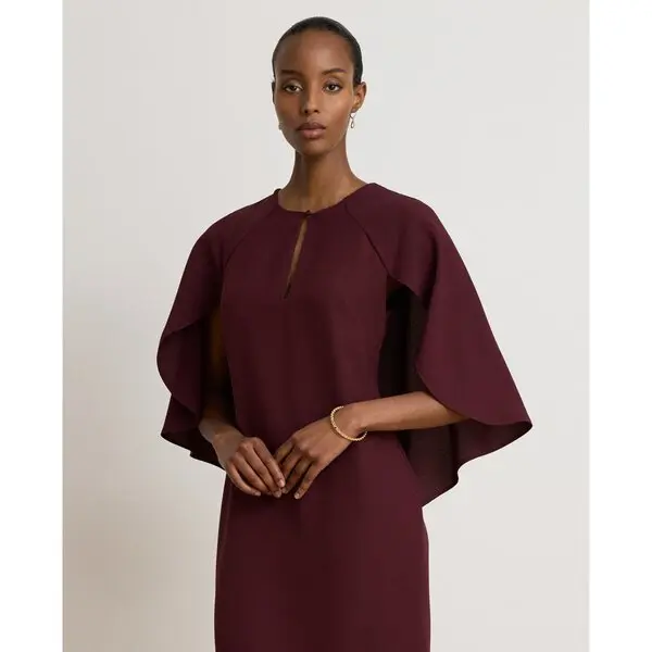 Ralph Lauren Cape Georgette Cocktail Dress