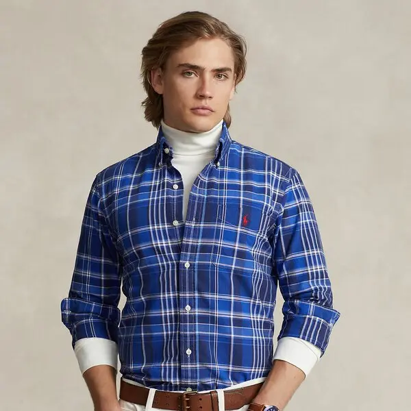 Ralph Lauren Classic Fit Plaid Oxford Shirt - Blue Multi