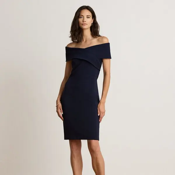 Ralph Lauren Faille Off-the-shoulder Cocktail Dress - Lauren Navy